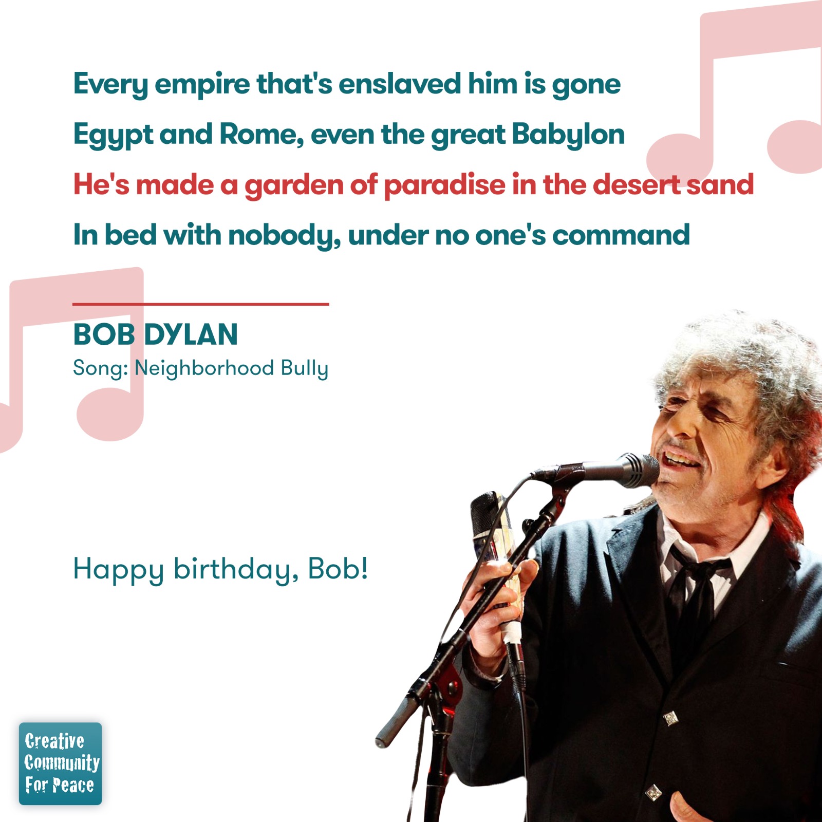 Bob Dylan – Creative Community for Peace